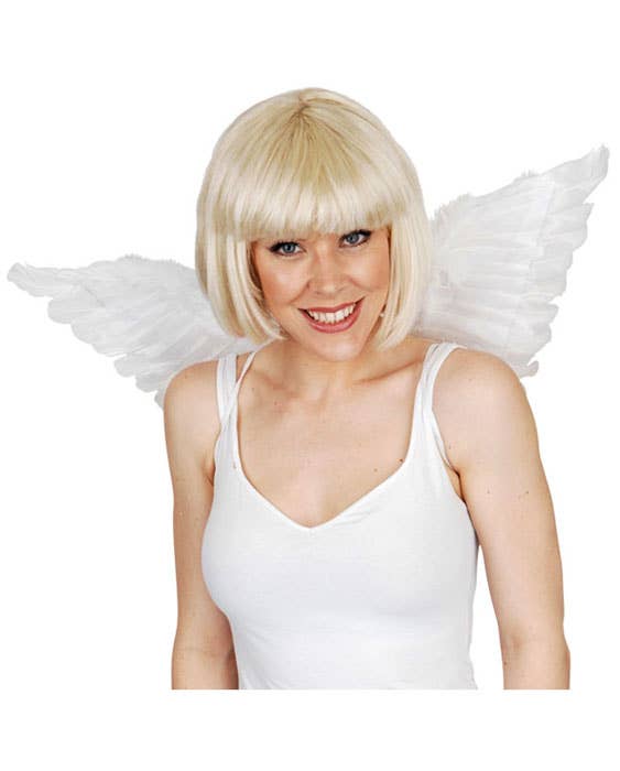 Small Angel Costume Wings | White Feather Mini Angel Wings Accessory
