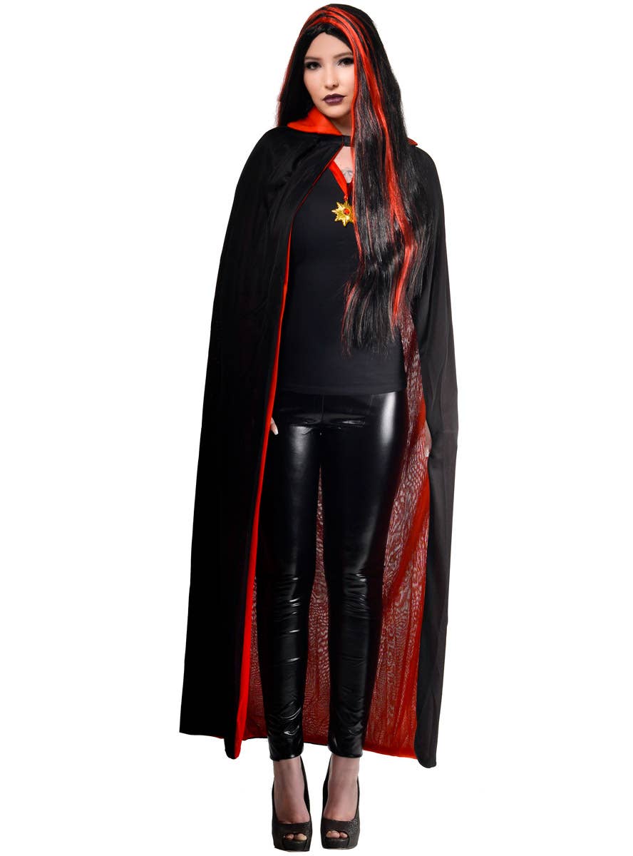 Red and Black Vampire Costume Cape | Cheap Vampire Halloween Cape