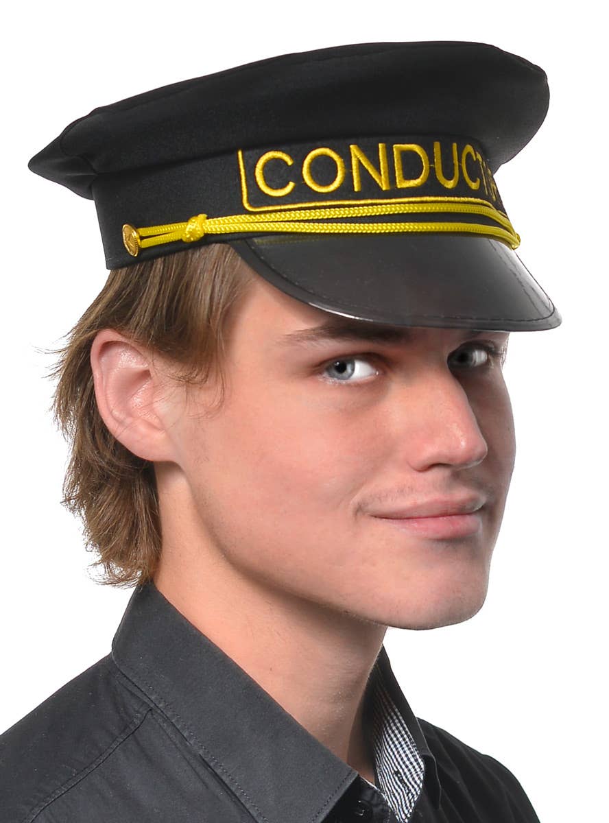 Adults Conductor Hat Costume Accessory | Black Conductor Hat