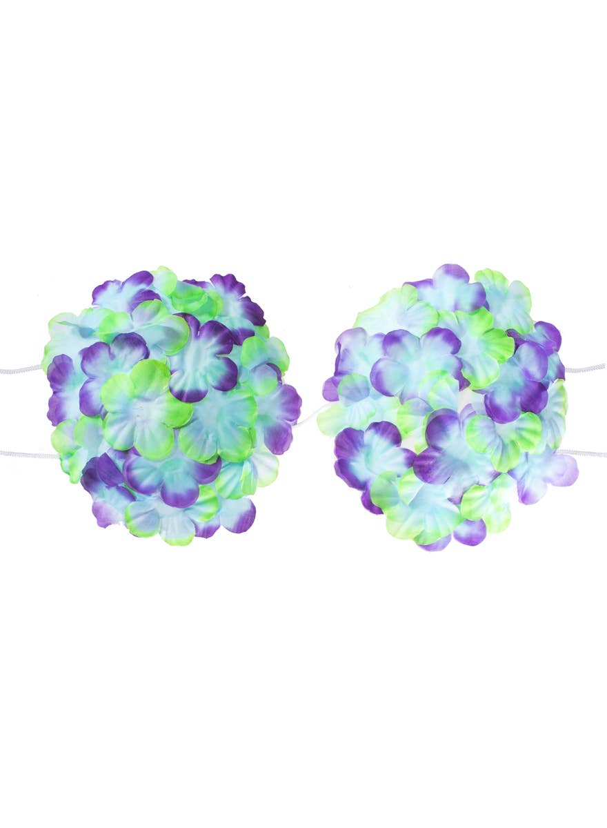 Purple & Green Hawaiian Flower Bra | Hawaiian Costume Accessory
