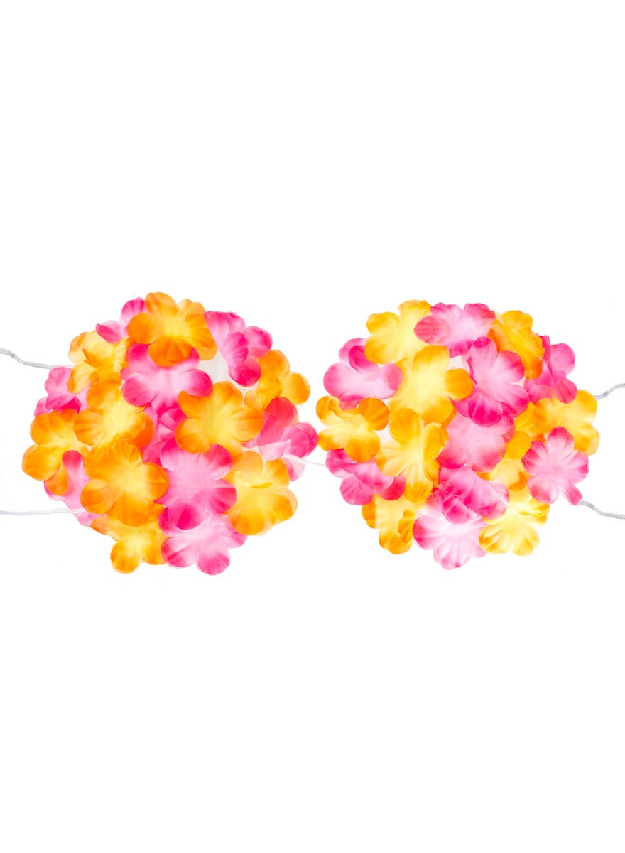 Pink & Orange Hawaiian Flower Bra | Hawaiian Costume Accessory