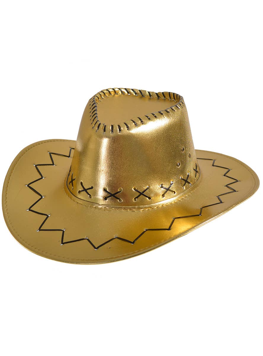 Cowboy Hat | Adults Metallic Gold Shiny Cowboy Costume Hat
