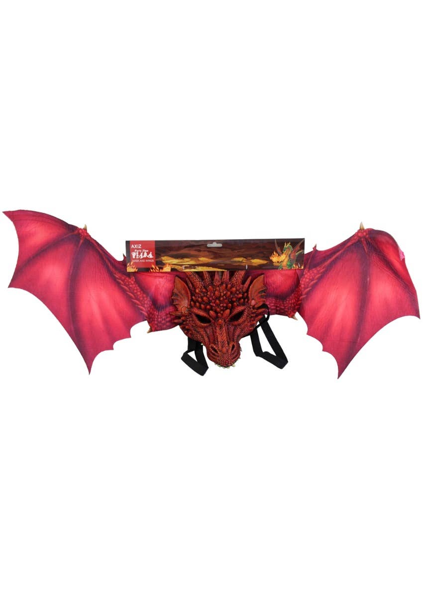 Halloween Kids Dragon Costume Set | Red Dragon Wings And Mask Set