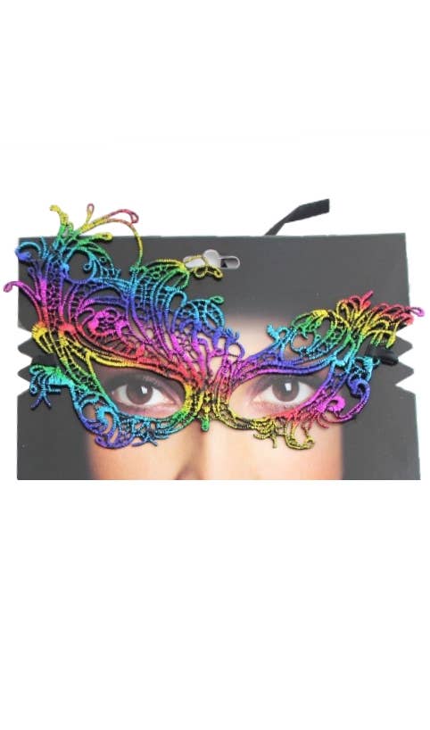 Rainbow Masquerade Asymmetrical Mask | Womens Rainbow Masquerade Mask