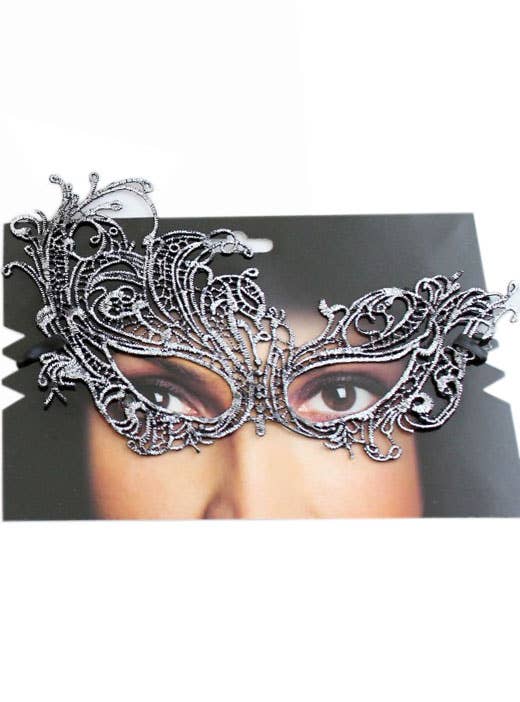 Womens Silver Asymmetrical Masquerade Mask | Silver Masquerade Mask