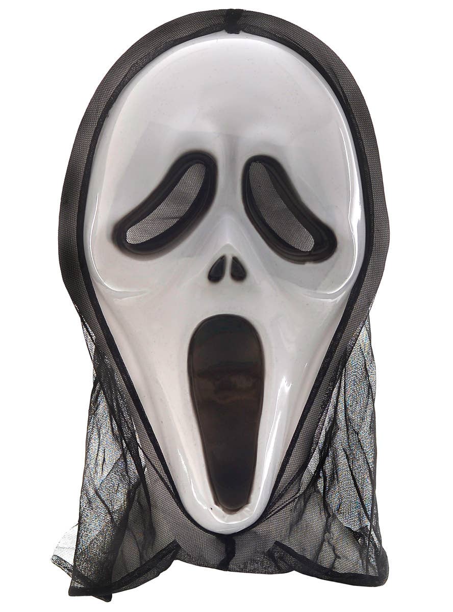 Ghostface Halloween Scream Costume Mask | Hooded Plastic Scream Mask