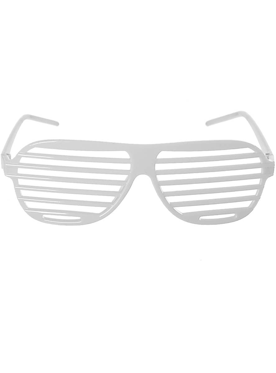 White Shutter Shades Costume Accessory | Slatted Aviator Glasses