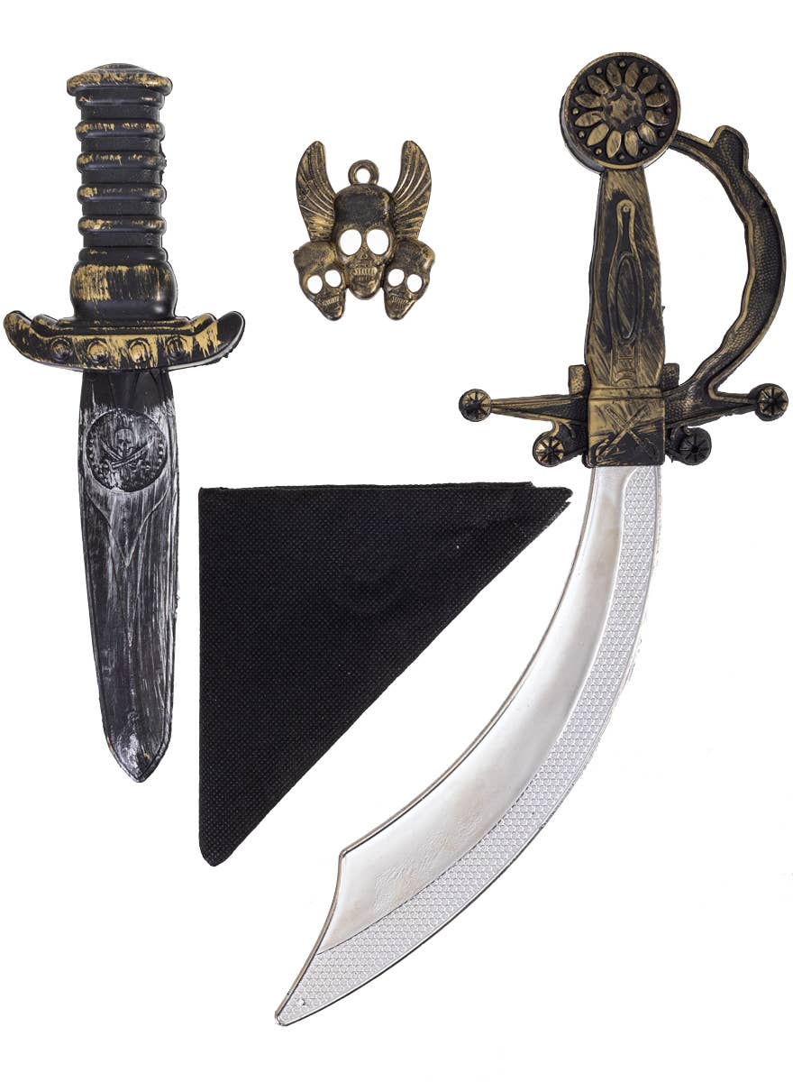 Cutlass and Dagger Pirate Costume Set | 4 Piece Pirate Accessory Set