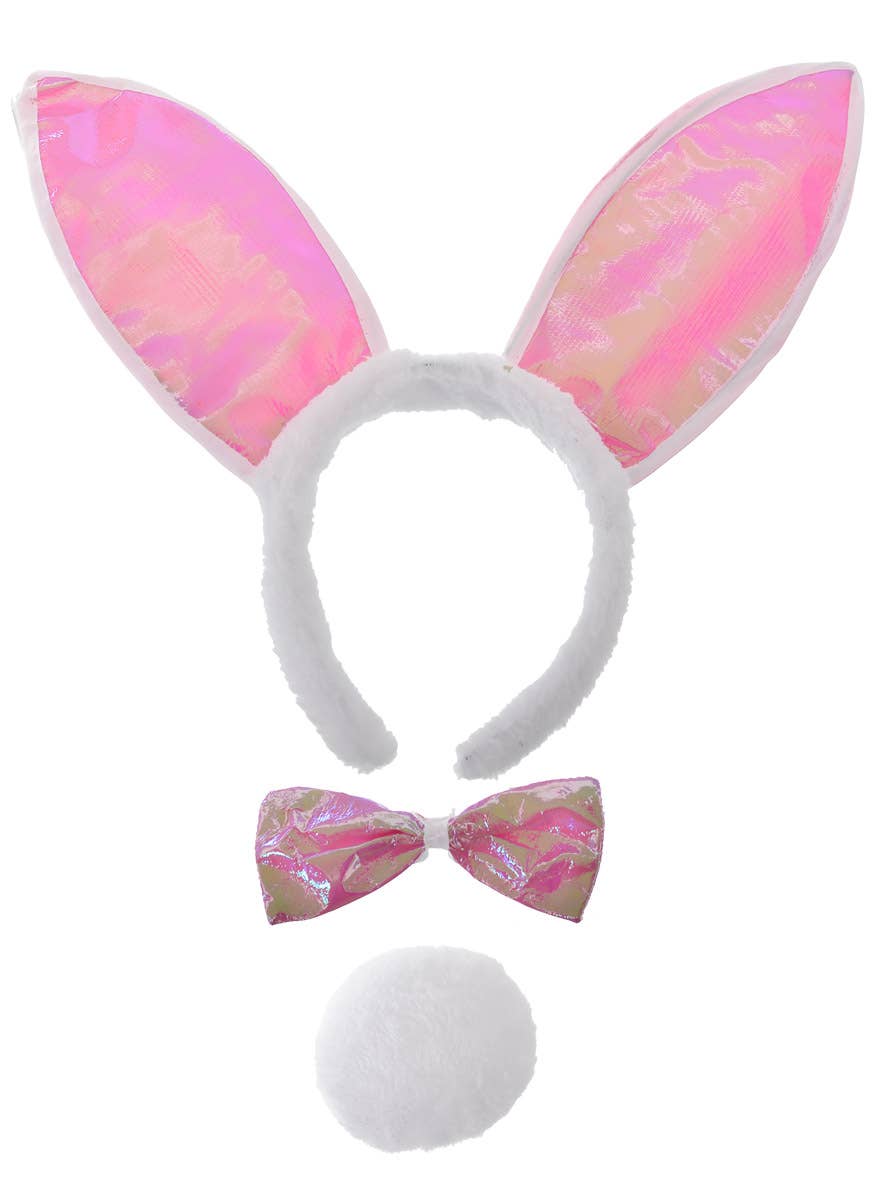 Bunny Rabbit Costume Set | Pink Iridescent Bunny Ears Accessory Kit
