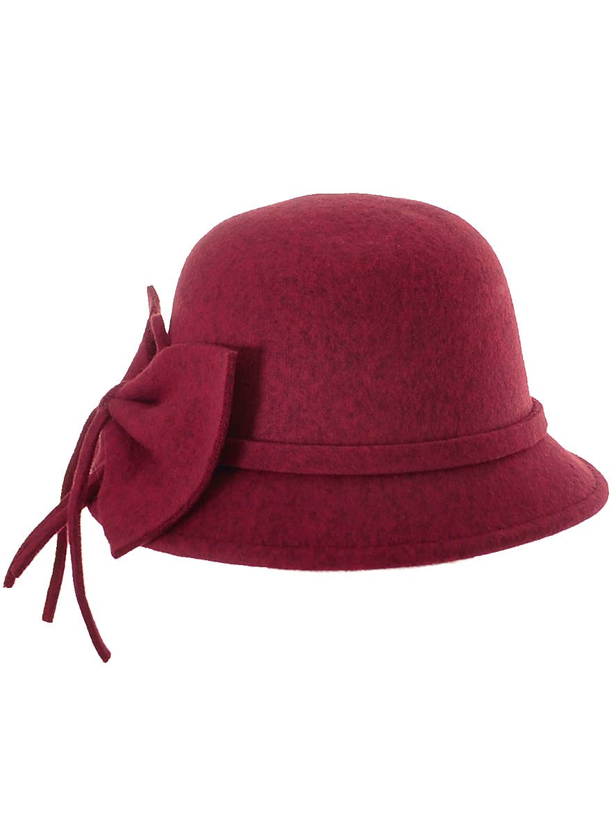 Deluxe Burgundy Red Cloche Hat | Womens 20s Costume Accessory Hat