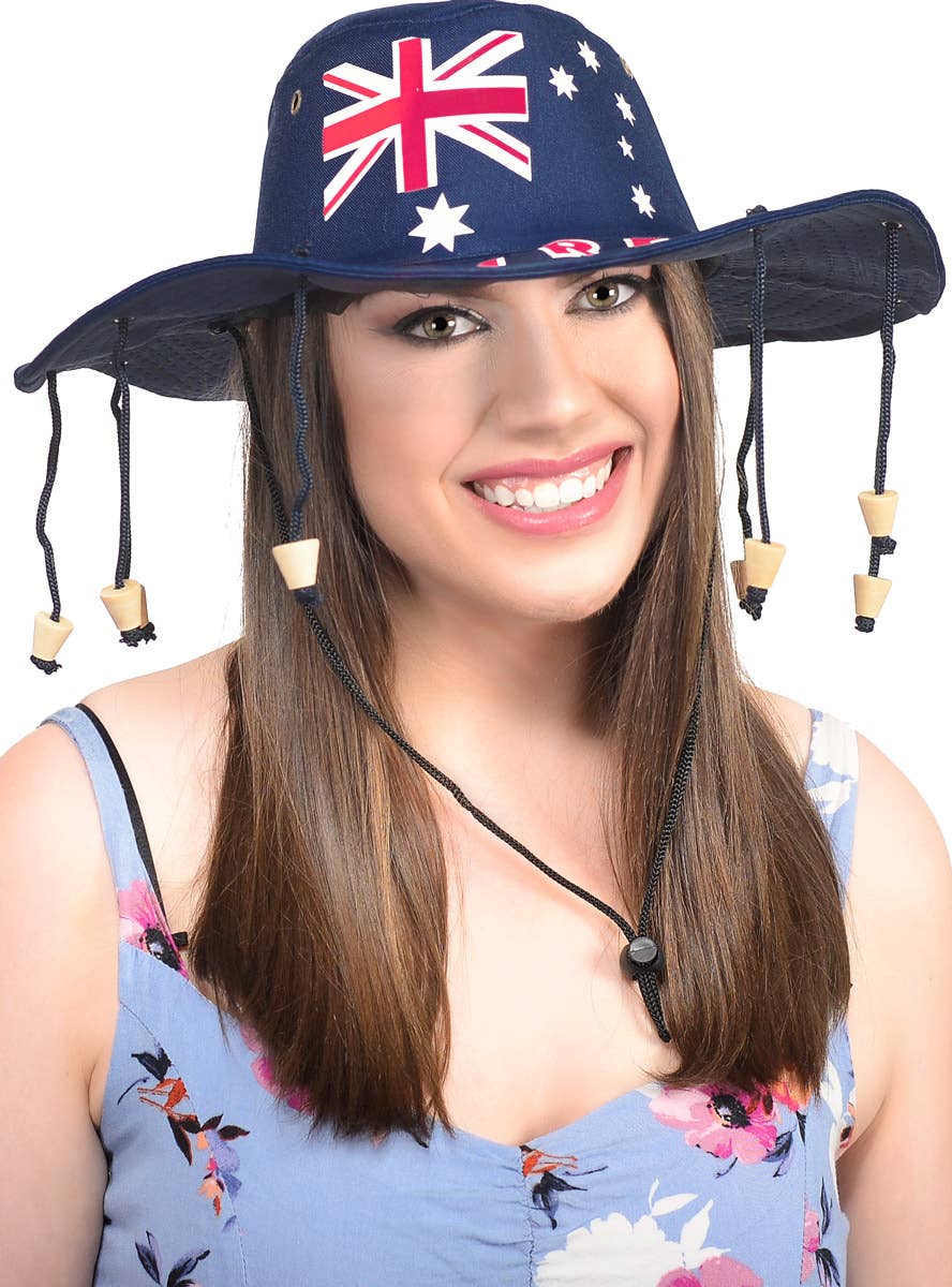 Aussie Flag Hat With Corks Australia Day Costume Hat With Flag aussie-flag-hat-with-corks-australia-day-costume-hat-with-flag