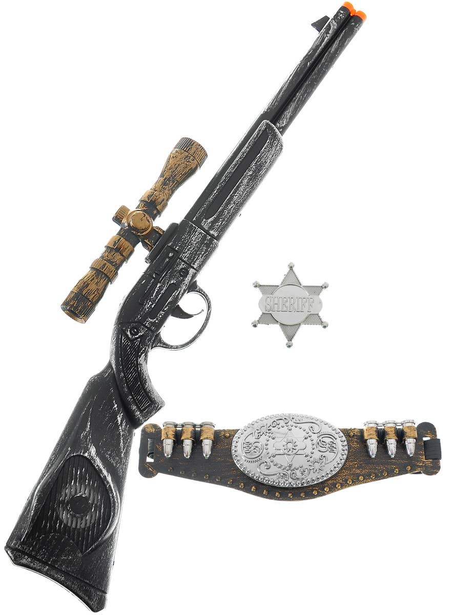 Cowboy Rifle and Badge Costume Accessory Kit | Sheriff Gun and Badge