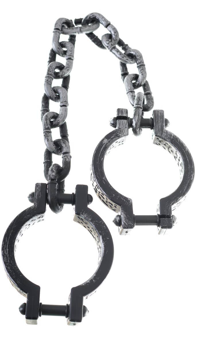 Black and Silver Ankle Shackles | Medieval Prisoner Costume Accessory