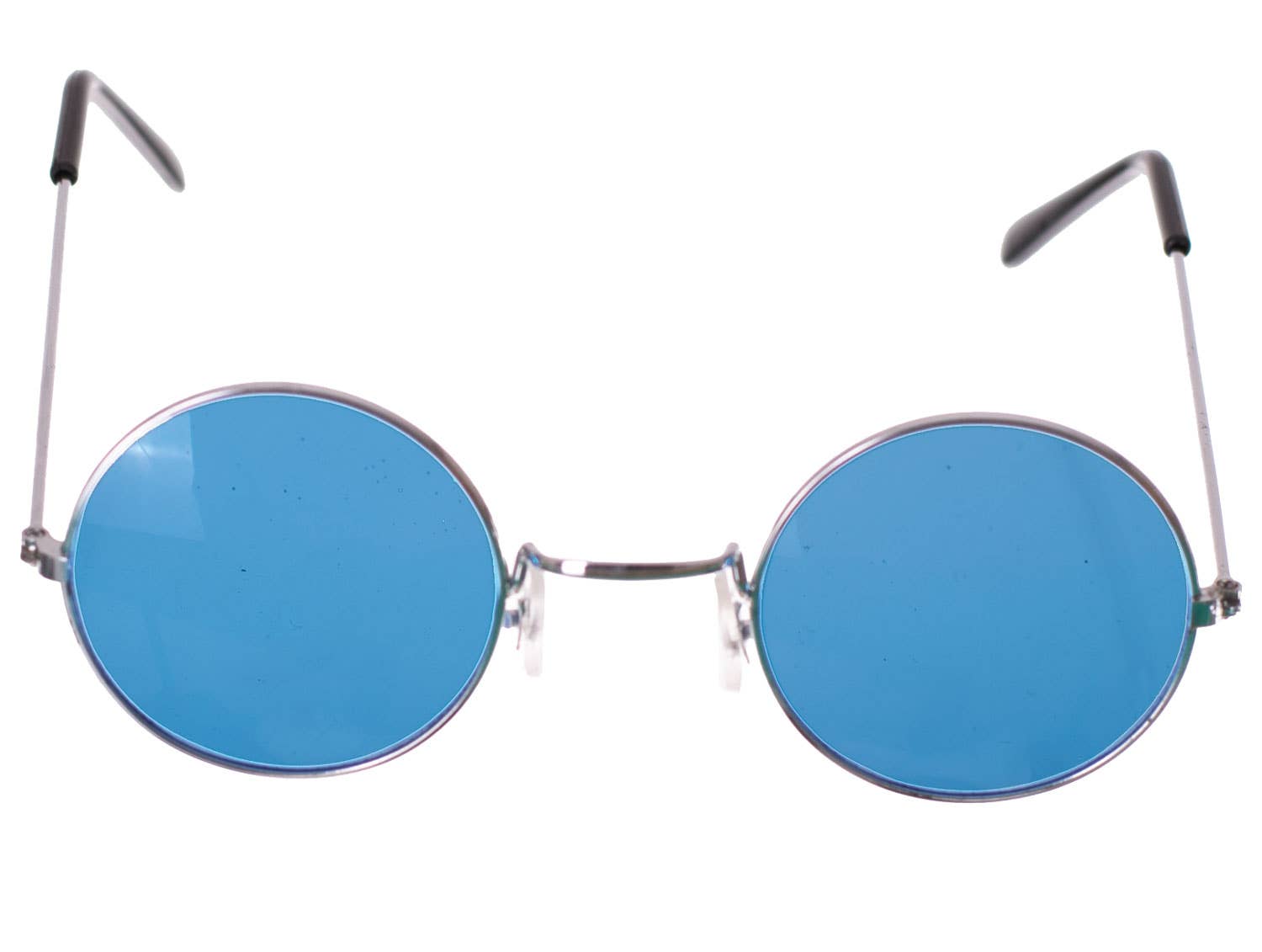 Adults Round Blue Hippie Glasses | Silver Frame Round Blue Glasses