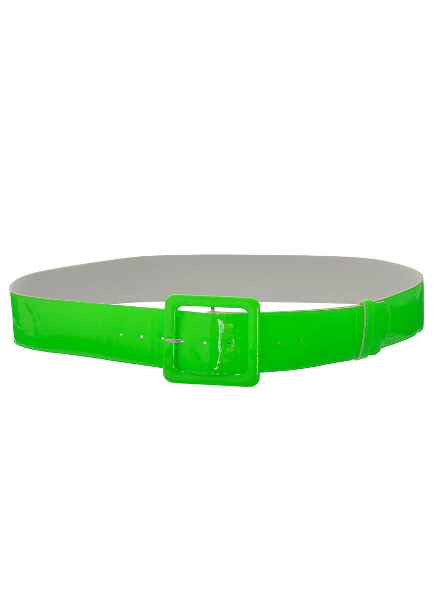 Wide Neon Green 80s Belt | Adults Fluro Green 1980s Costume Belt