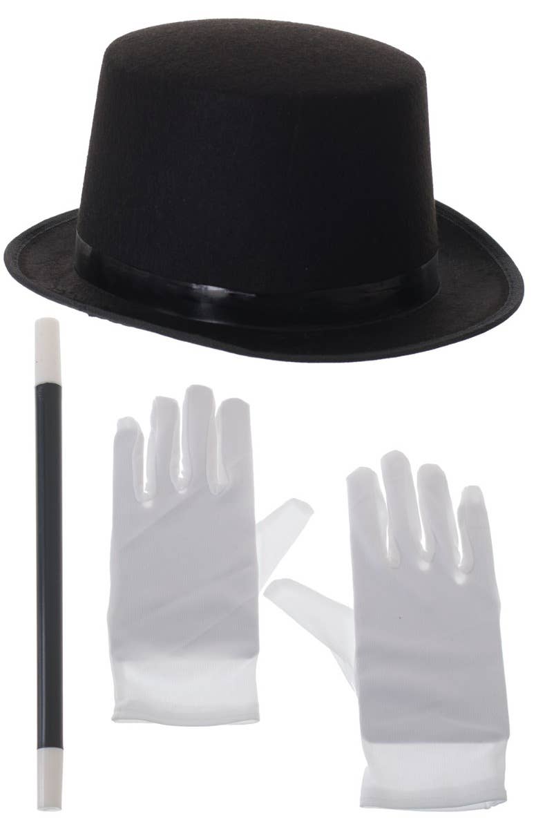 Magician Costume Accessory | Magic Black Hat and Wand Accessory