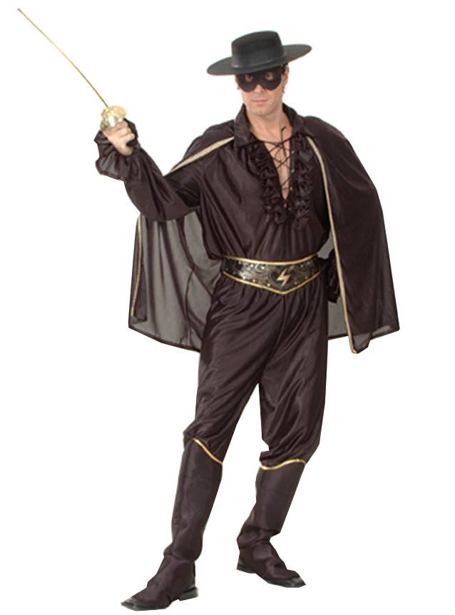 Zorro Mens Fancy Dress Costume | Black and Gold Zorro Costume
