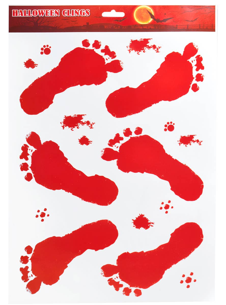 Bloody Footprint Window Clings | Blood Splatter Halloween Decorations