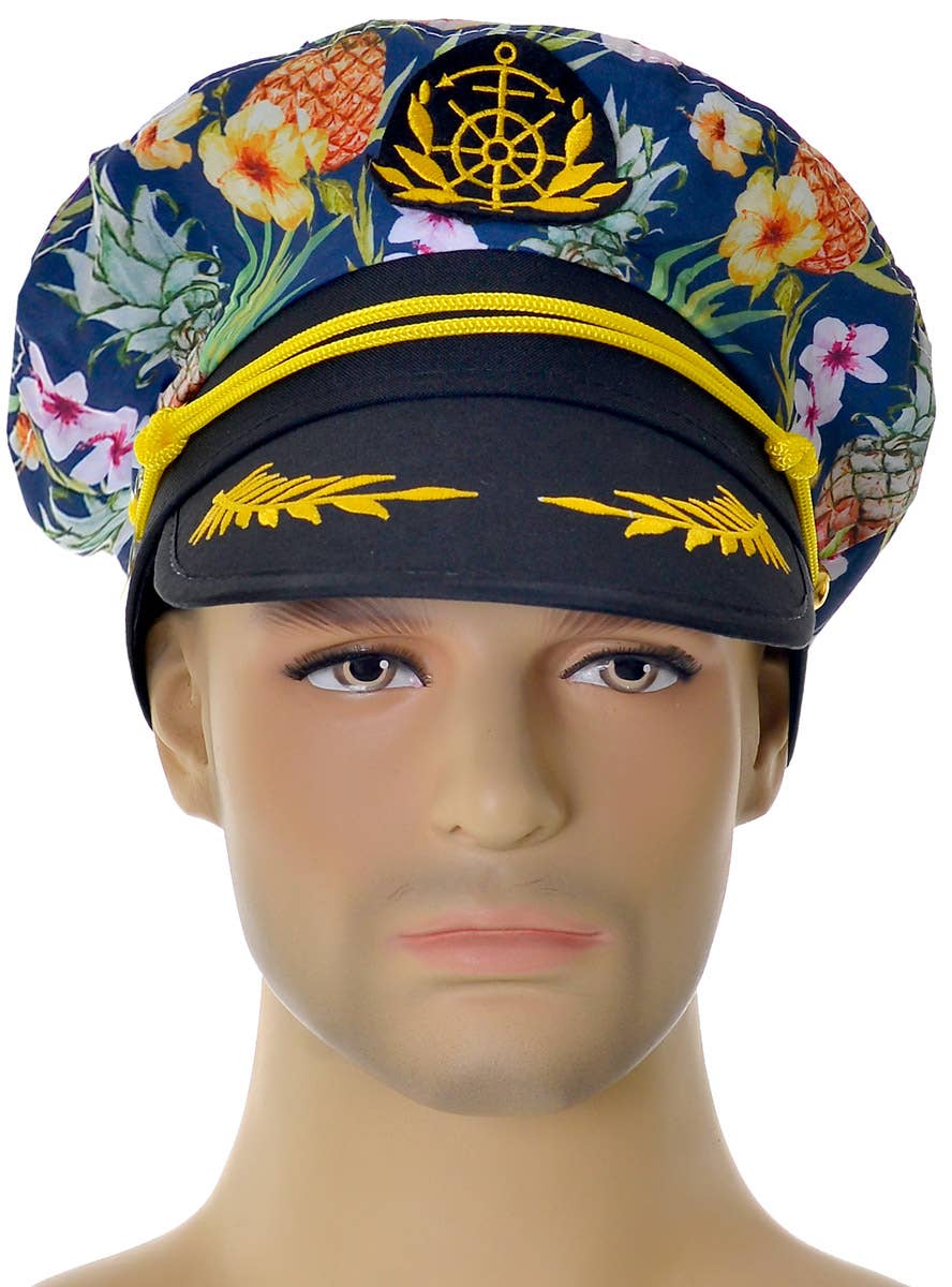 Pineapple Print Navy Captain Costume Hat
