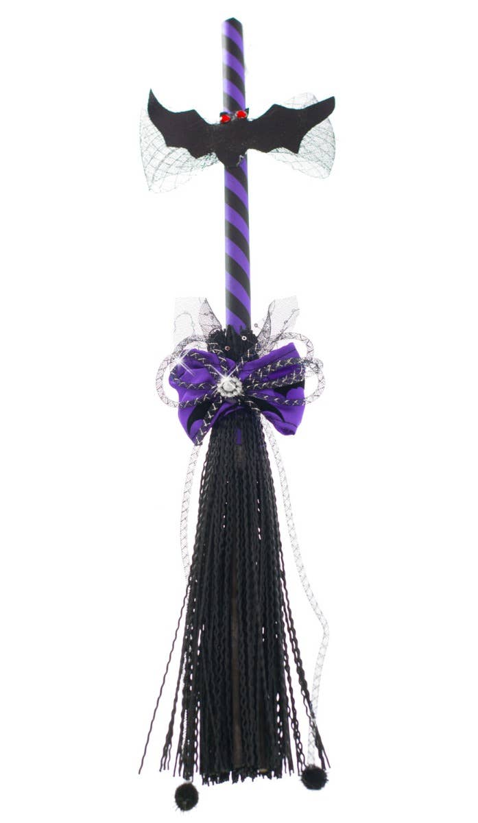 Purple and Black Kids Mini Broomstick | Witch Halloween Magic Broom stick