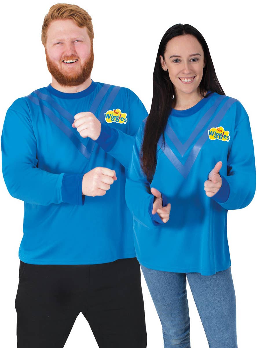 Licensed Blue The Wiggles Costume Top for Adults