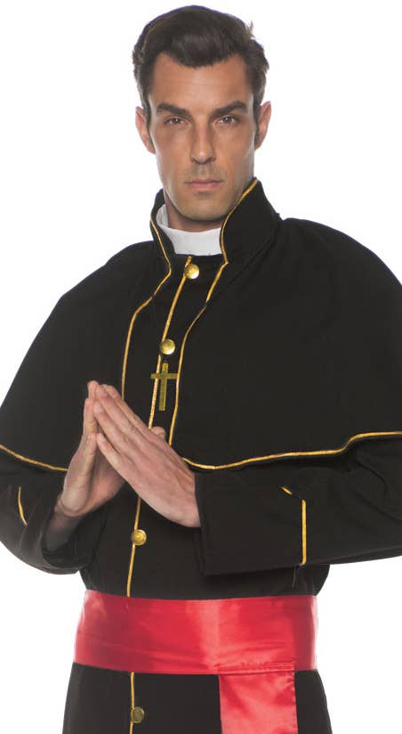 Black Catholic Priest Robe Outfit | Plus Size Mens Cardinal Costume