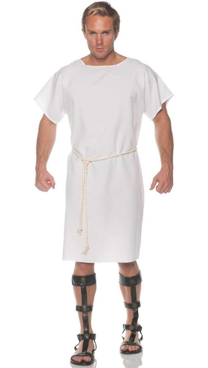 Mens Plus Size White Toga Costume | Mens Plus Size Roman Toga Costume
