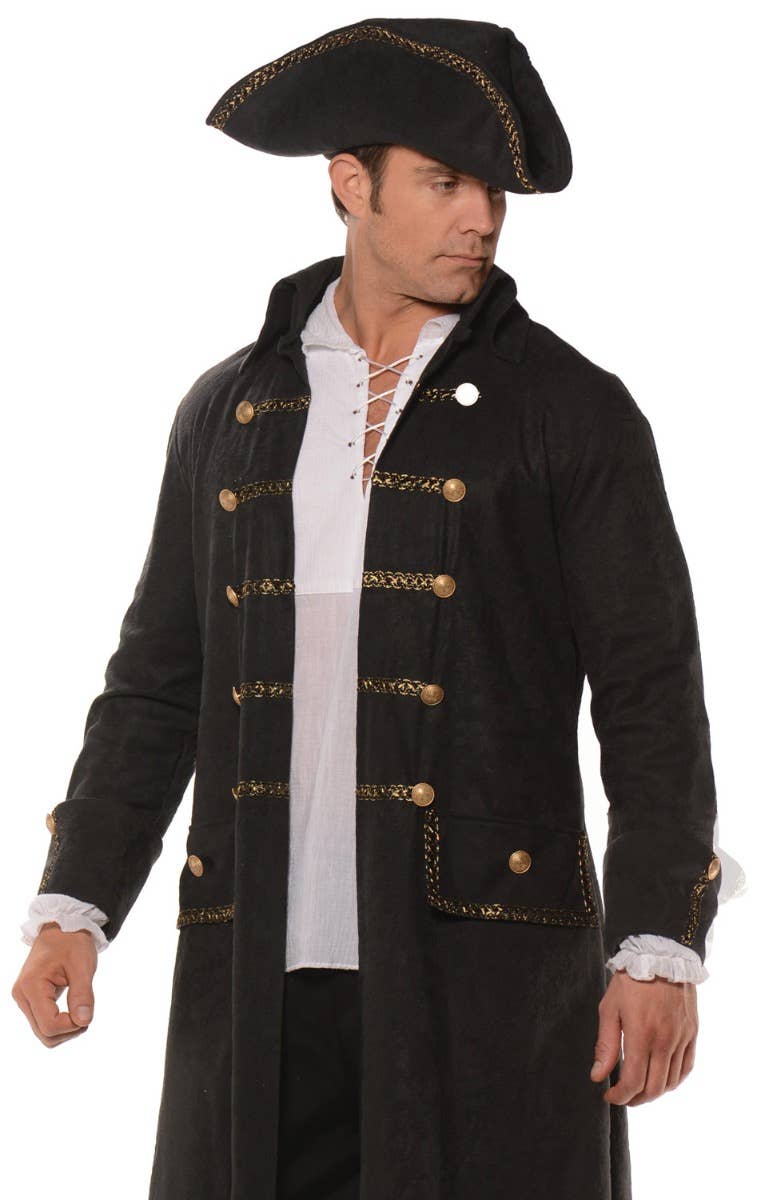 Black and Gold Captain Dress Up | Mens Pirate Costume Coat and Hat