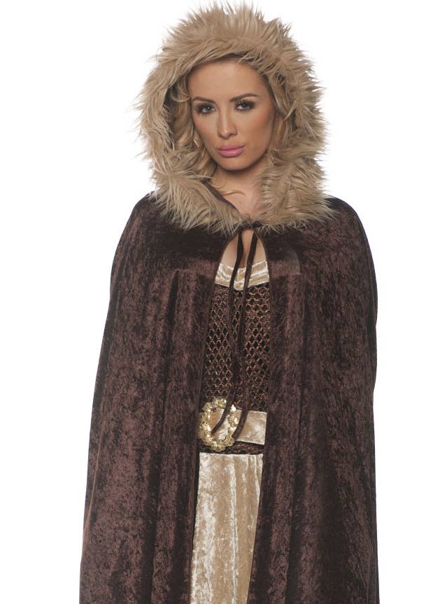Brown Long Velvet Medieval Cape | Womens Renaissance Costume Cloak