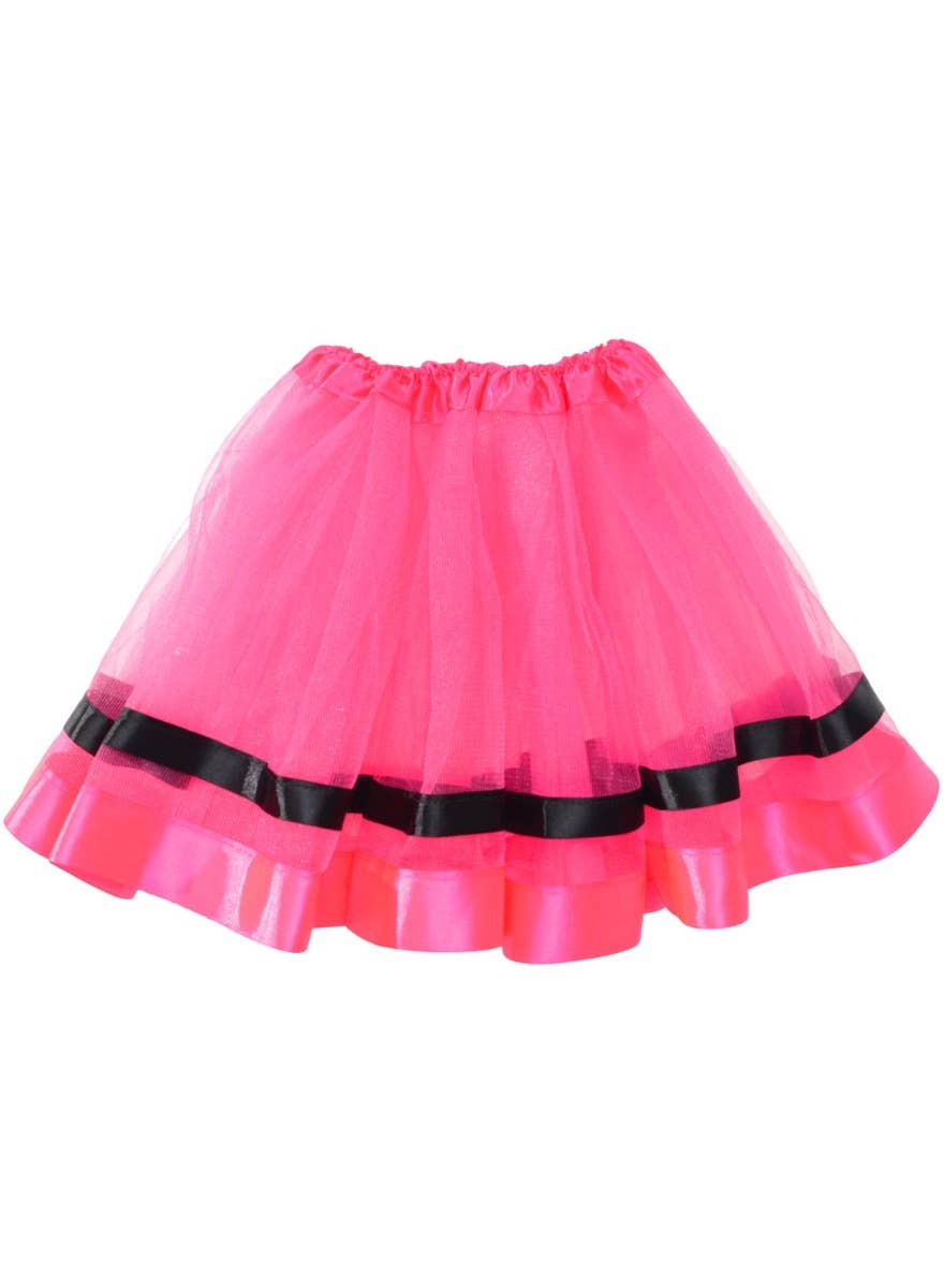 Hot Pink Ribbon Trim Womens Tutu | Womens Hot Pink Mesh Petticoat