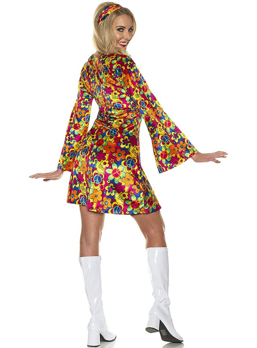 Rainbow Flower Hippie Womens Costume | 70s Hippie Costume For Women