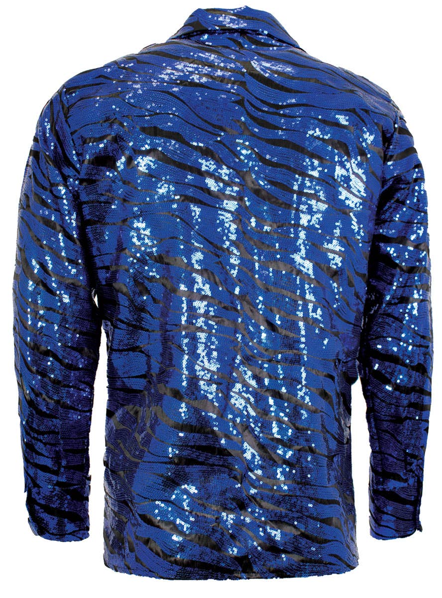 Mens Blue Sequin Tiger King Costume Shirt | Blue Tiger King Shirt