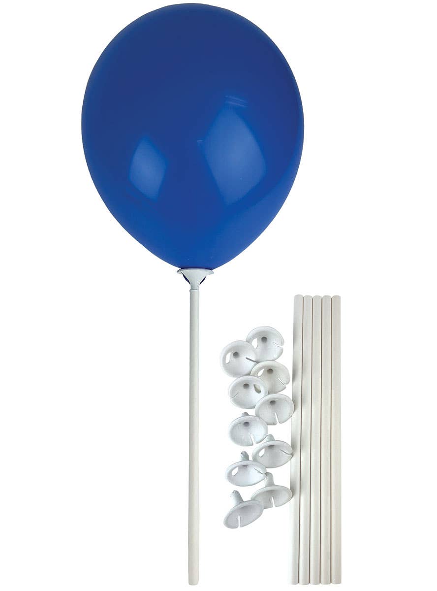 White Balloon Sticks and Cups in a Pack of 10