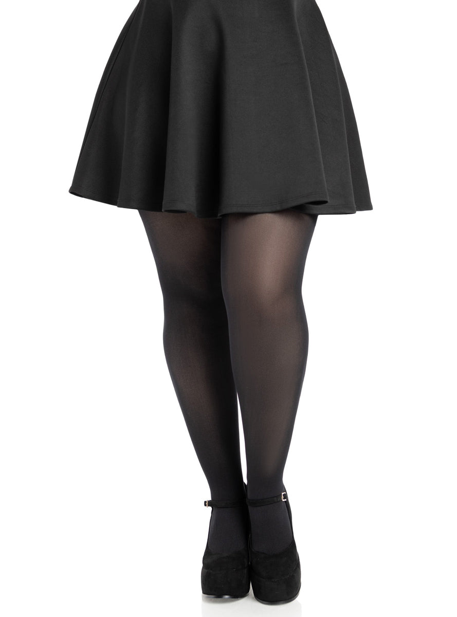 Womens Black Spandex Tights | Plus Size Full Length Black Stockings