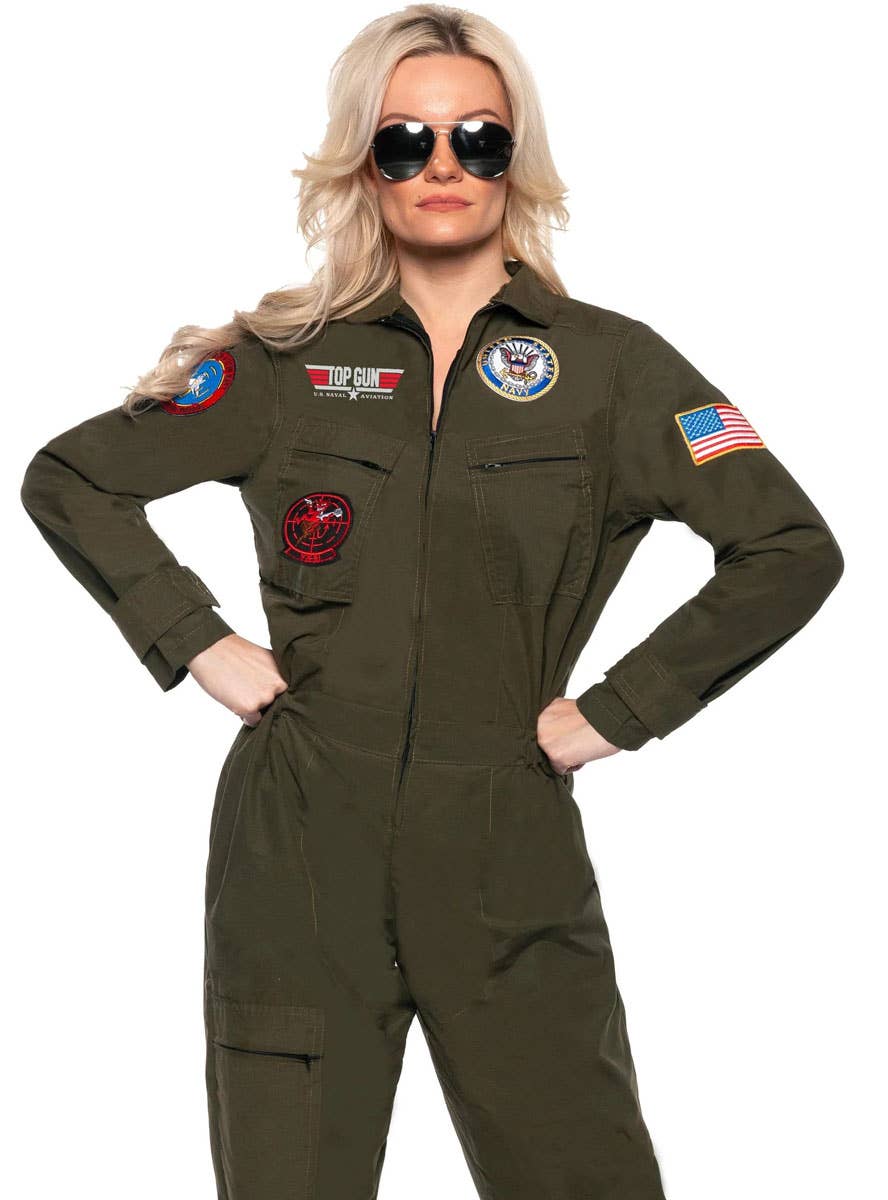 Womens Licensed Top Gun Jumpsuit Costume