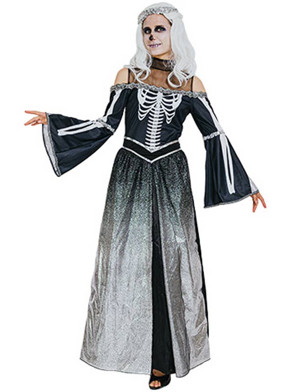 Girls Shimmer Skeleton Halloween Costume